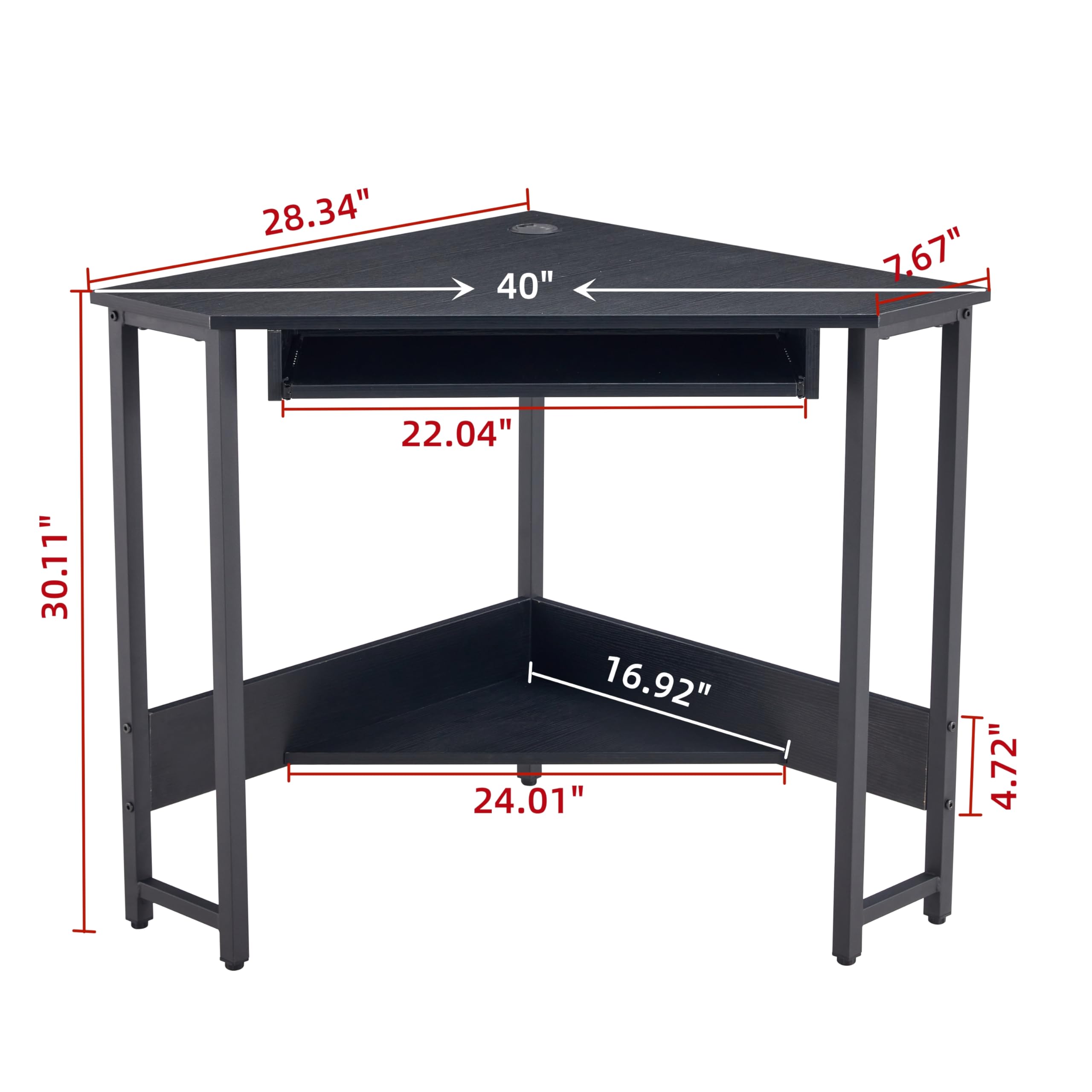 HUSIC Triangle Computer Desk, Corner Desk with Keyboard Tray& Storage Shelves, Compact Home Office Laptop PC Writing Study Tables for Small Workstation, Black