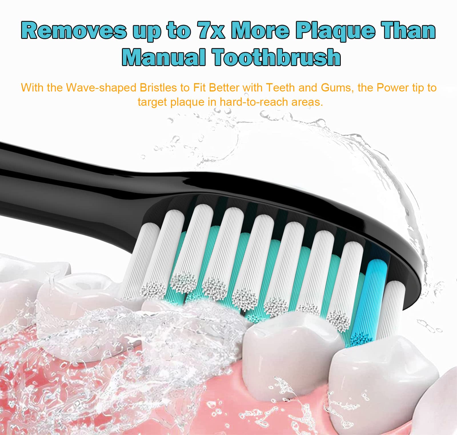 Replacement Toothbrush Heads Compatible with Philips Sonicare, 8 Brush Heads (3rd Gen, 2023 Release) (Black)