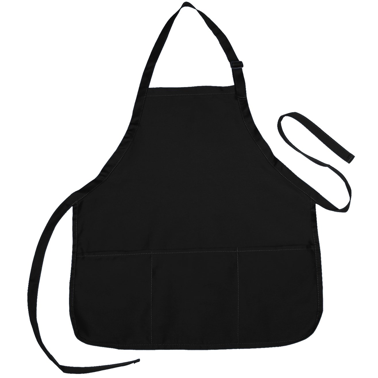 NuFazes Adjustable Bib Apron Spun Poly-Commercial, Restaurant Kitchen 3 Pocket in Black - 12 Pack