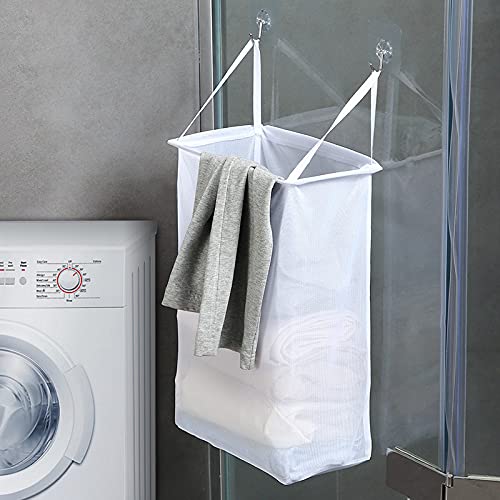 Valink Hanging Laundry Hamper, Over The Door Hamper Wall Mounted Bathroom Cloth Mesh Bag Storage, Bathroom Cloth Mesh Bag for Room