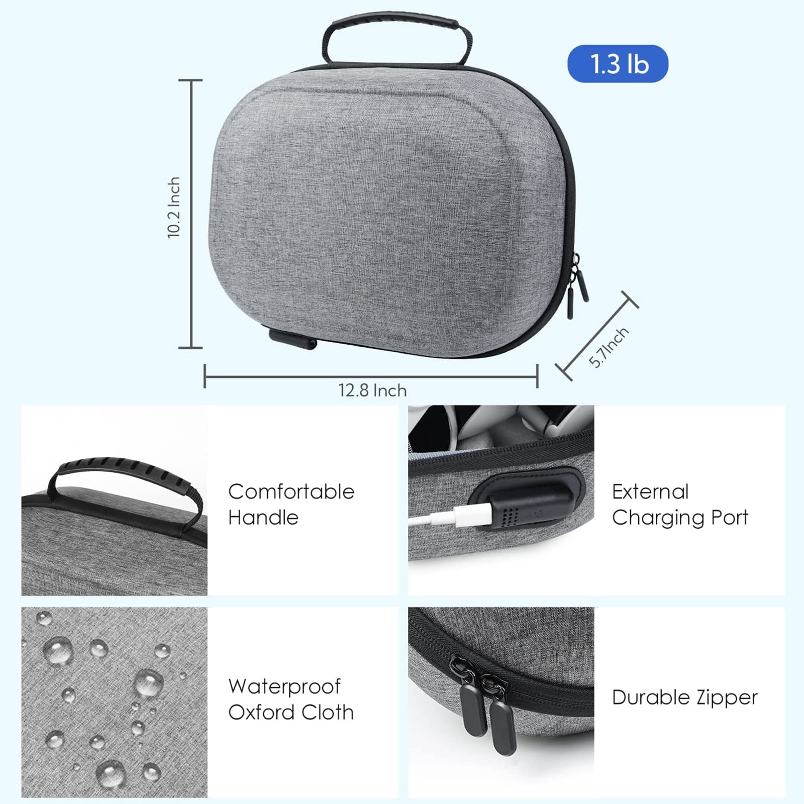 okcsc Carrying Case for Oculus Quest 2,Oragnizer for VR Headset and Controller Built in Charging Port for Meta Headset Hard Material to Protection Convenient to Outside Travel and Storage