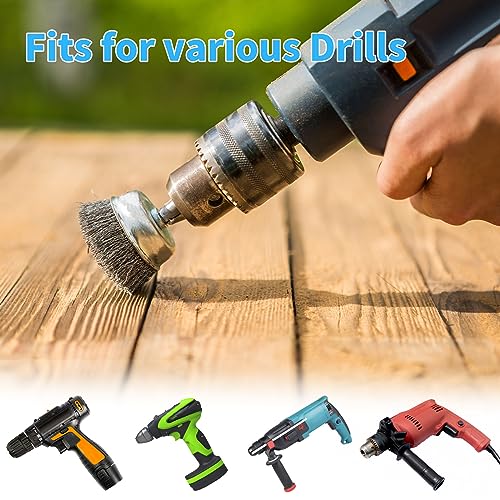Rocaris 10 Pack Wire Cup Brush with 1/4-Inch Hex Shank, 2 Inch Wire Drill Brush Set for Removal of Rust/Corrosion/Paint