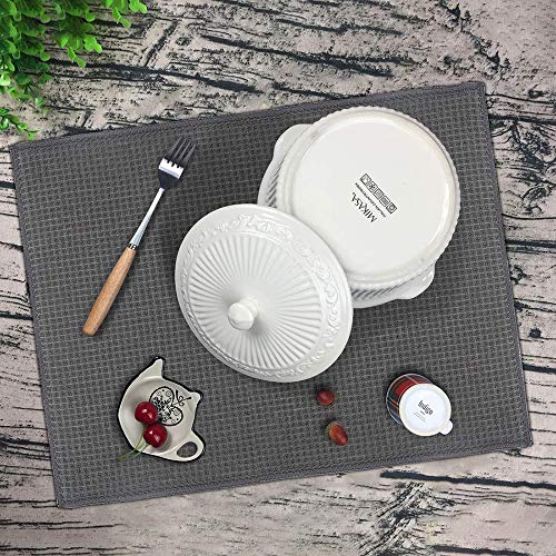 Nuscen Microfiber Dish Drying Mat Super Absorbent,(Set of 2) Fast-Drying Dish Mat,Foldable Sink Mat 15.4" x 9.8" Dish Drying Pad for Kitchen Counter Machine Washable 50x38cm