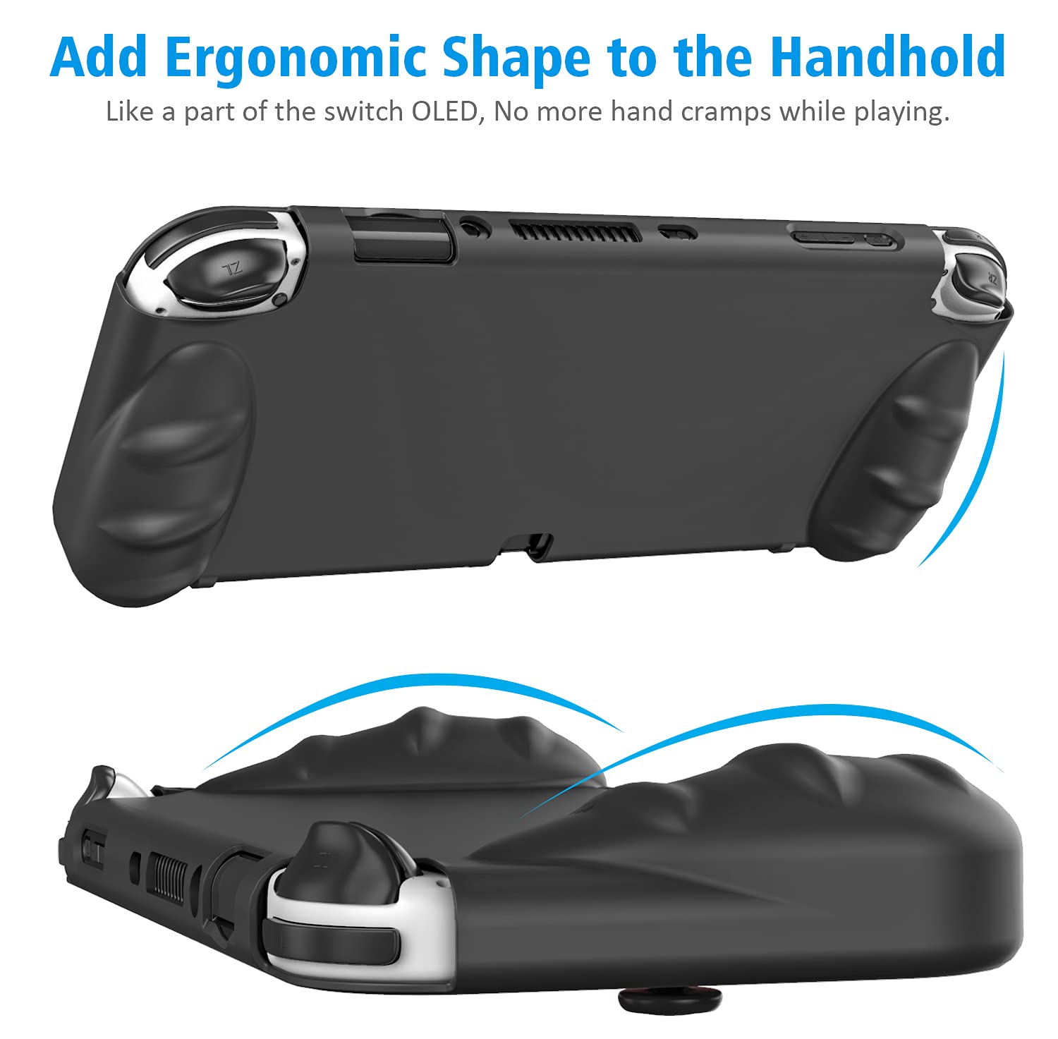 OIVO Switch OLED Protective Silicone Case Compatible with Nintendo Switch OLED, Switch OLED Soft Protective Cover with 2 Game Slots for Switch OLED Console - Black