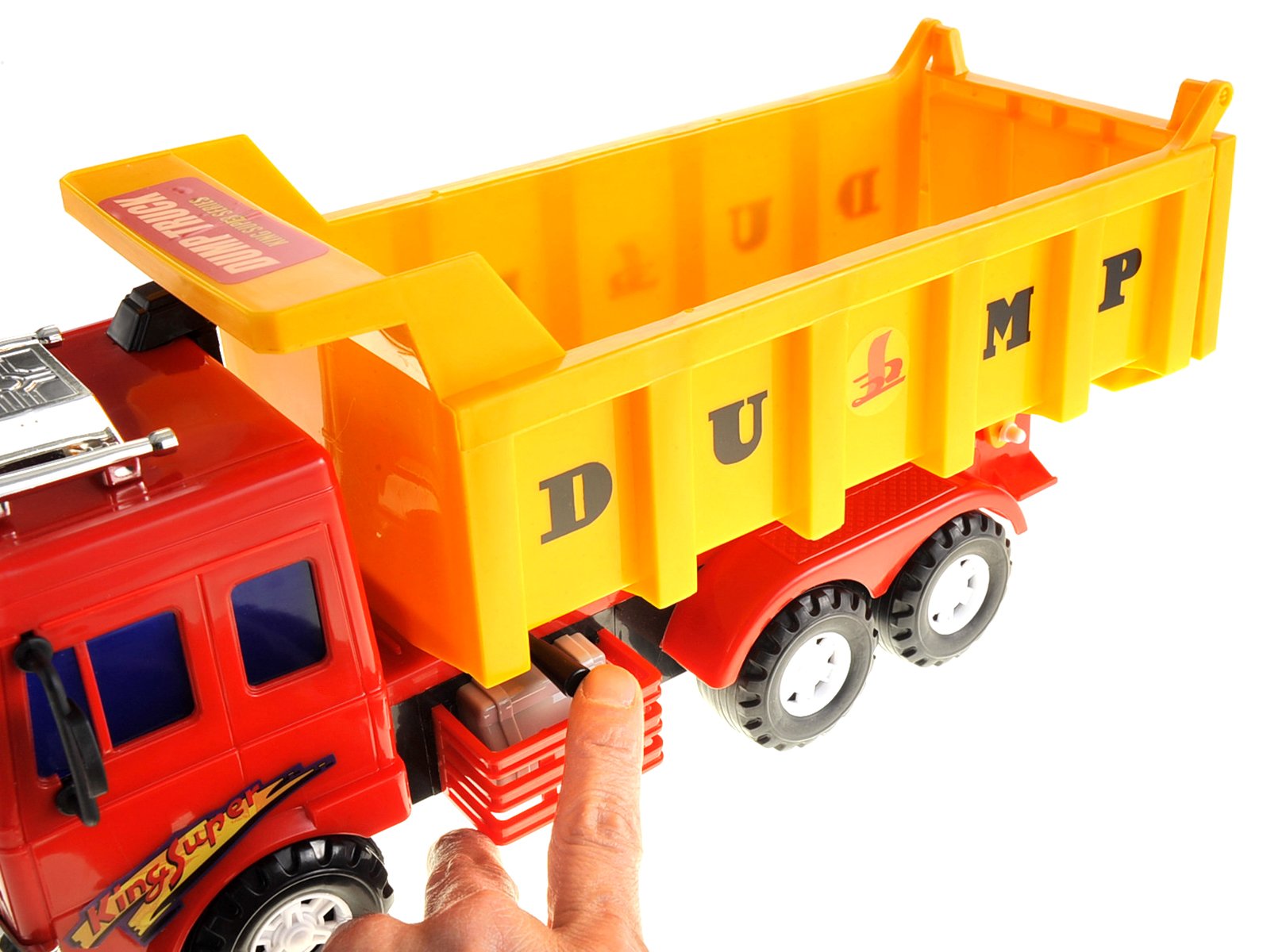 PowerTRC 15" Push & Go Dump Truck Toy | Realistic Friction Powered Dump Construction Truck for Kids Ages 3 Up
