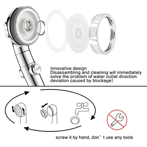 Nosame Shower,High Pressure Handheld Shower Head with ON/Off Pause Switch 3-Settings Water Saving Showerhead, Chrome Finish Bathroom 1.6 GPM Shower Accessorie