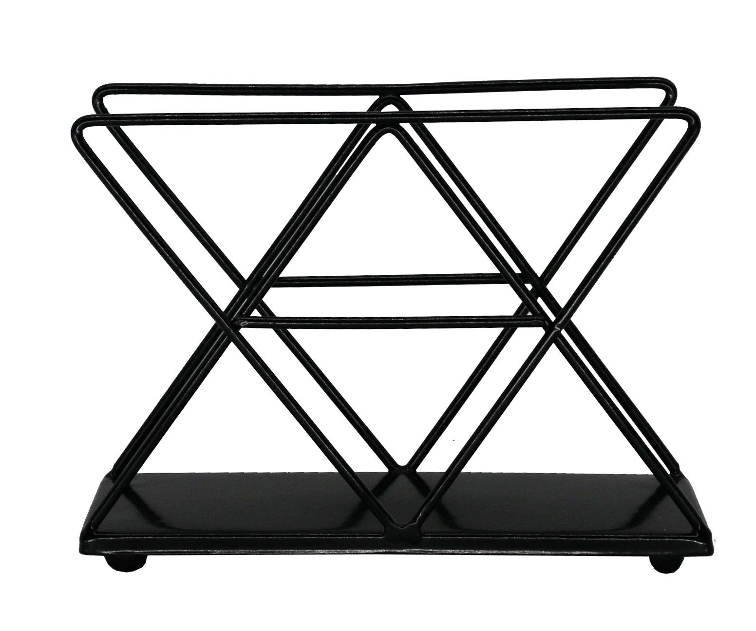 OwlGift Black Modern Geometric Triangle Metal Wire Upright Napkin Holder