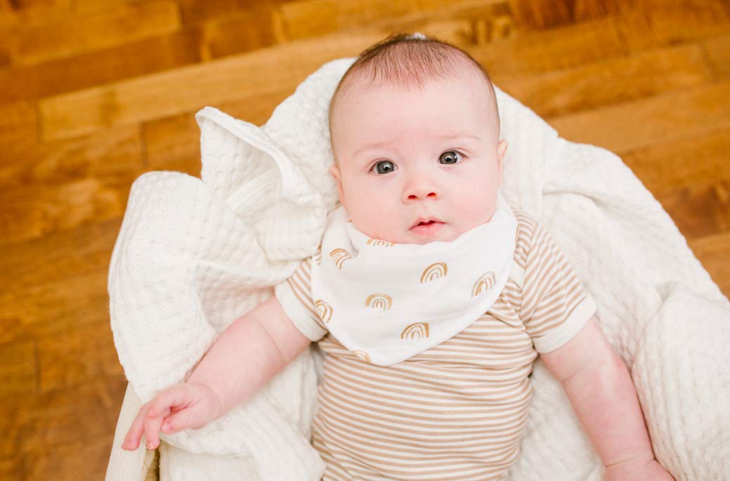 lulujo Soft Cotton Baby Bib, 2 Pack, Rainbows/Suns