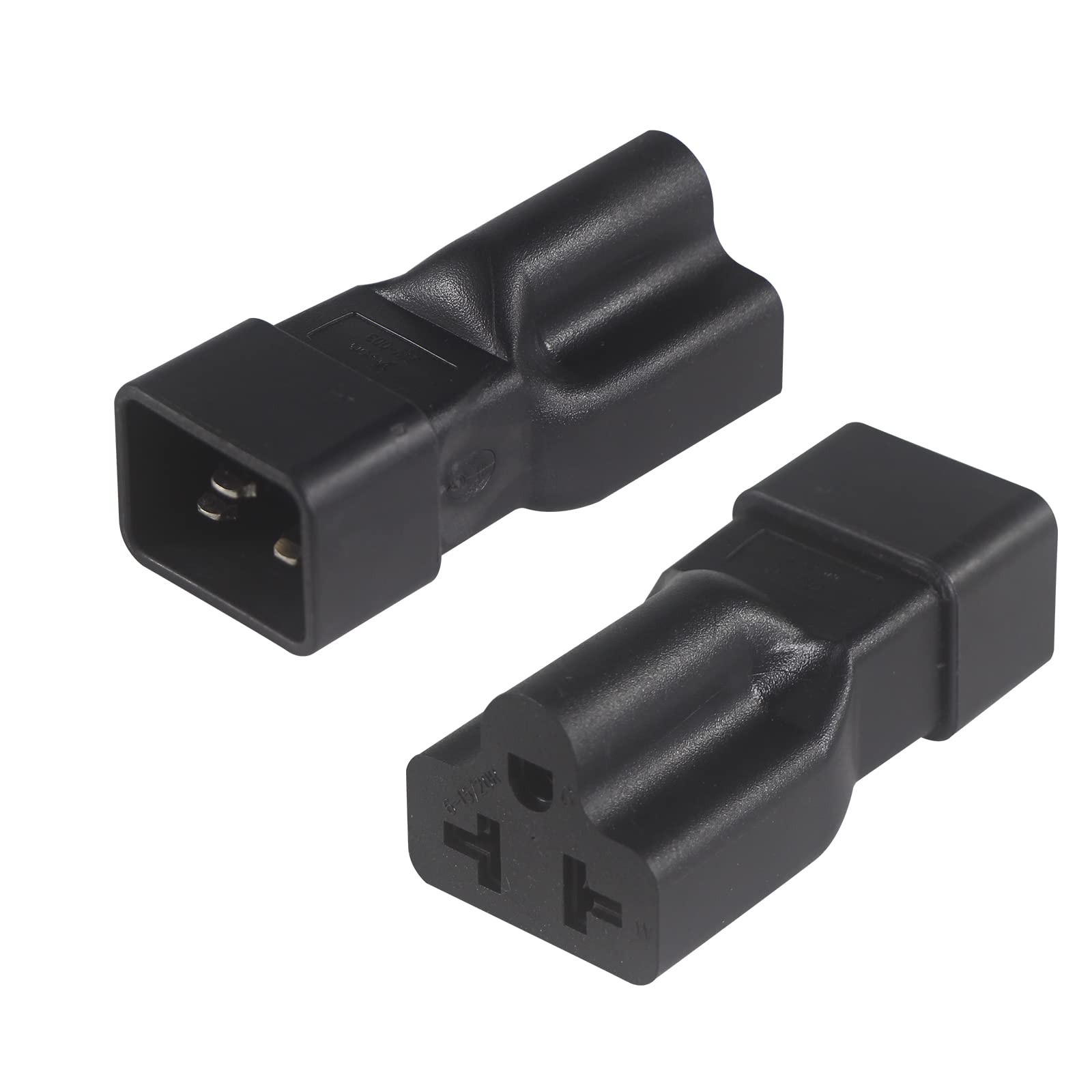 QIUCABLE IEC to NEMA Adapter,5-15R to C20,5-20R to C20,6-15R to C20,6-20R to C20;IEC 320 C20 Male to 4-in-1 Nema 5-15R/20R 6-15R/20R Female,T Blade Plug Adapter,Power Converters Comb Adapter(2-Pack)
