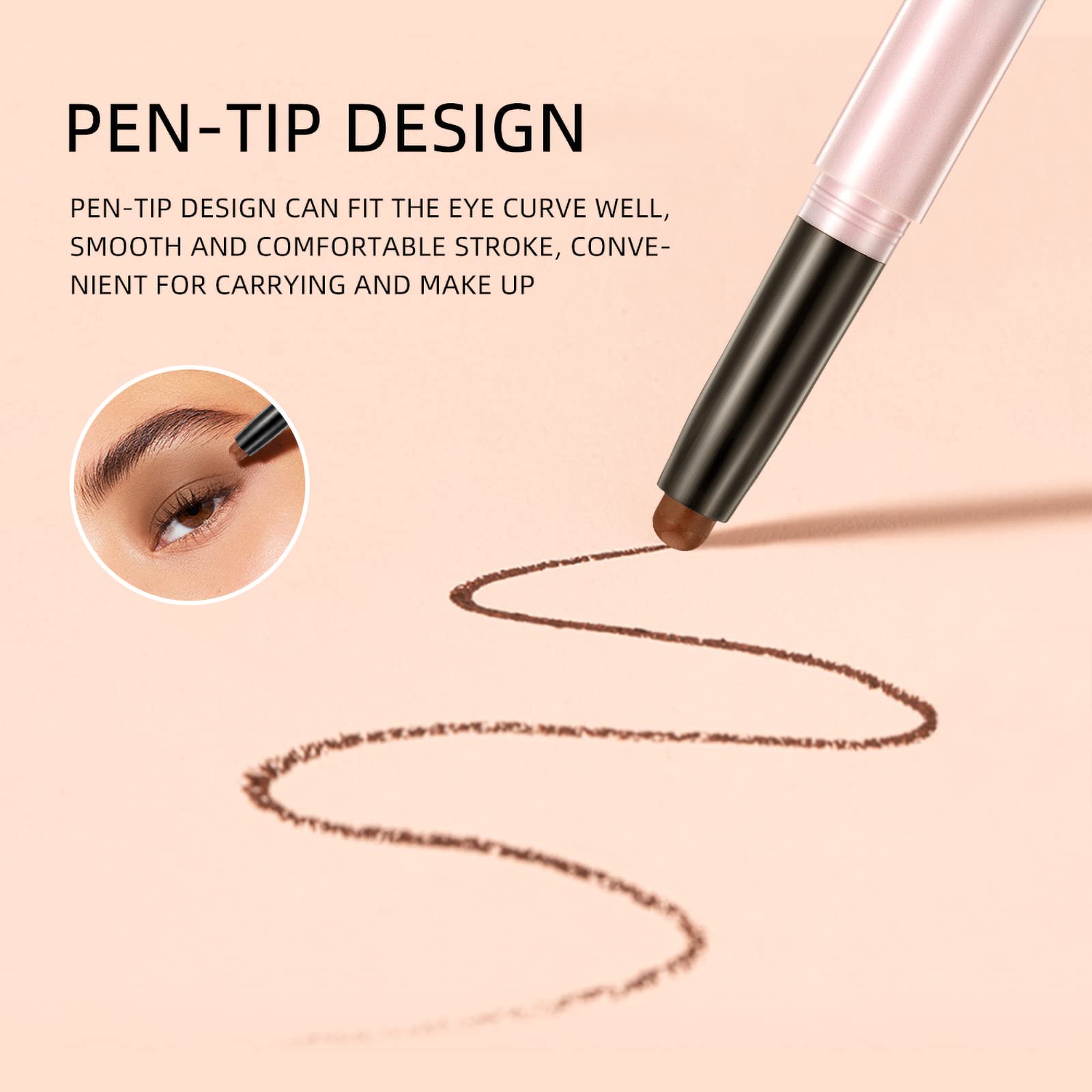 NewBang 5Pcs Matte Eyeshadow Stick Set,Neutral Brown Eye shadow Brightener Stick No Shimmer Creamy Eyeshadow Pencil Crayon,Waterproof Long Lasting Highlighter Eyeliner Eyeshadow Stick Makeup