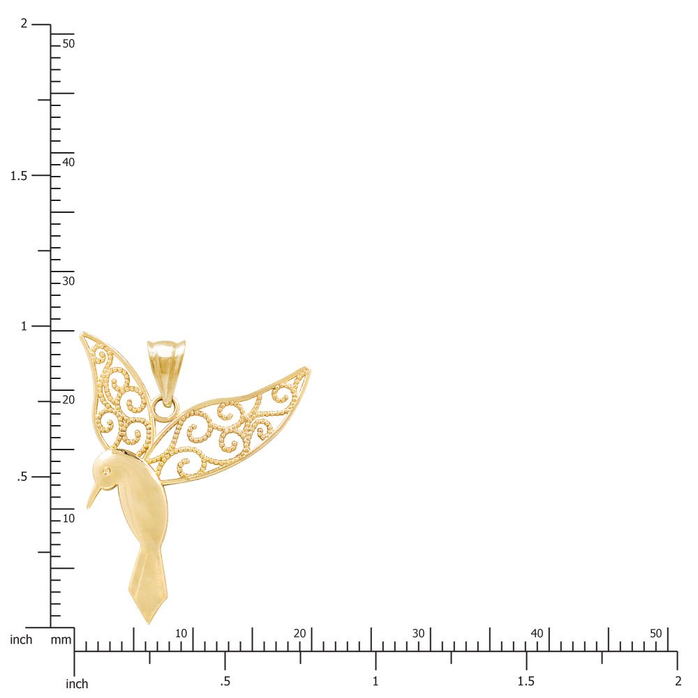 Honolulu Jewelry Company 14k Yellow Gold Humming Bird Necklace Pendant