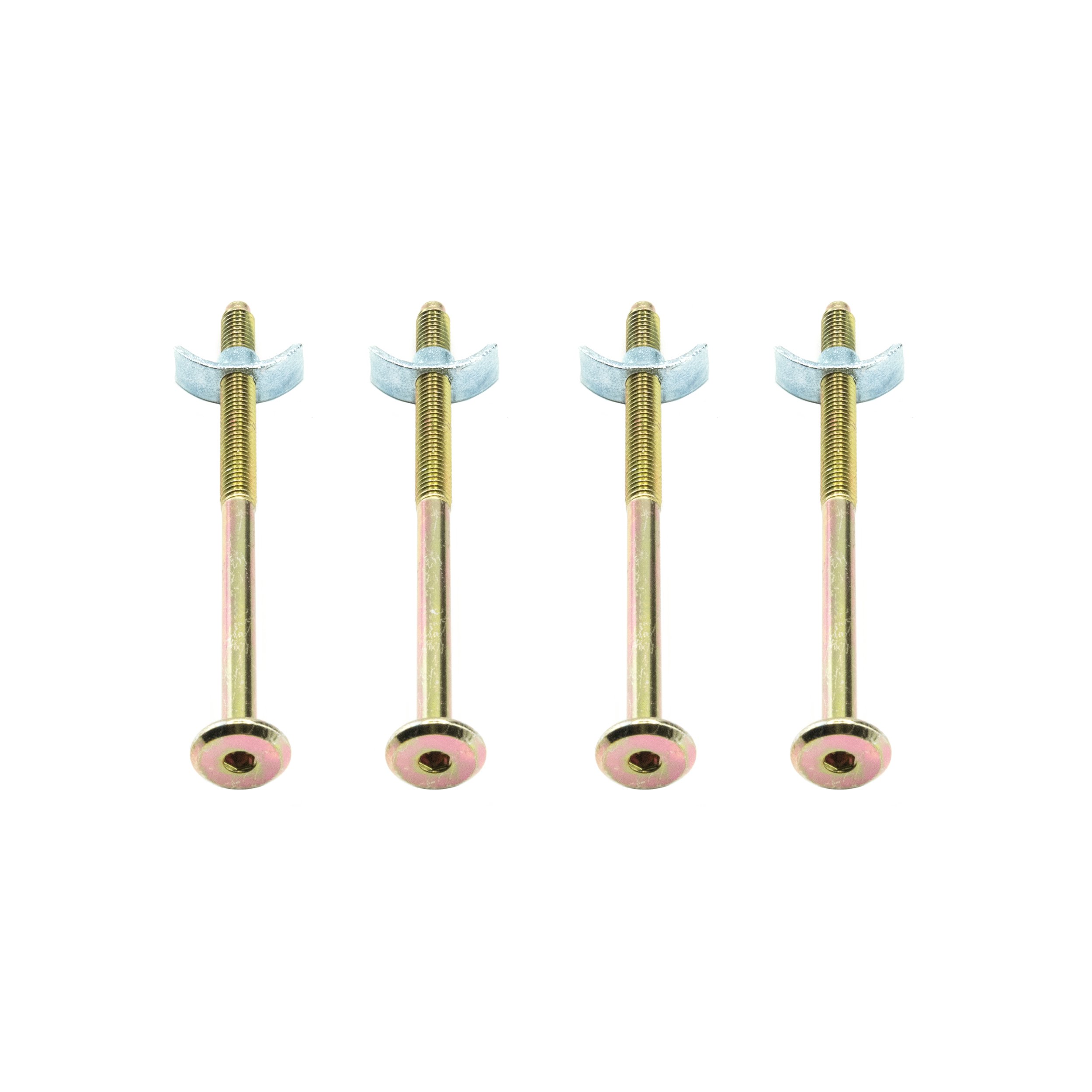 M6 Threaded Half Moon Mini Luna Washers with 130mm Furniture Connecting Bolts for Bunk Beds Cots - Set of 16