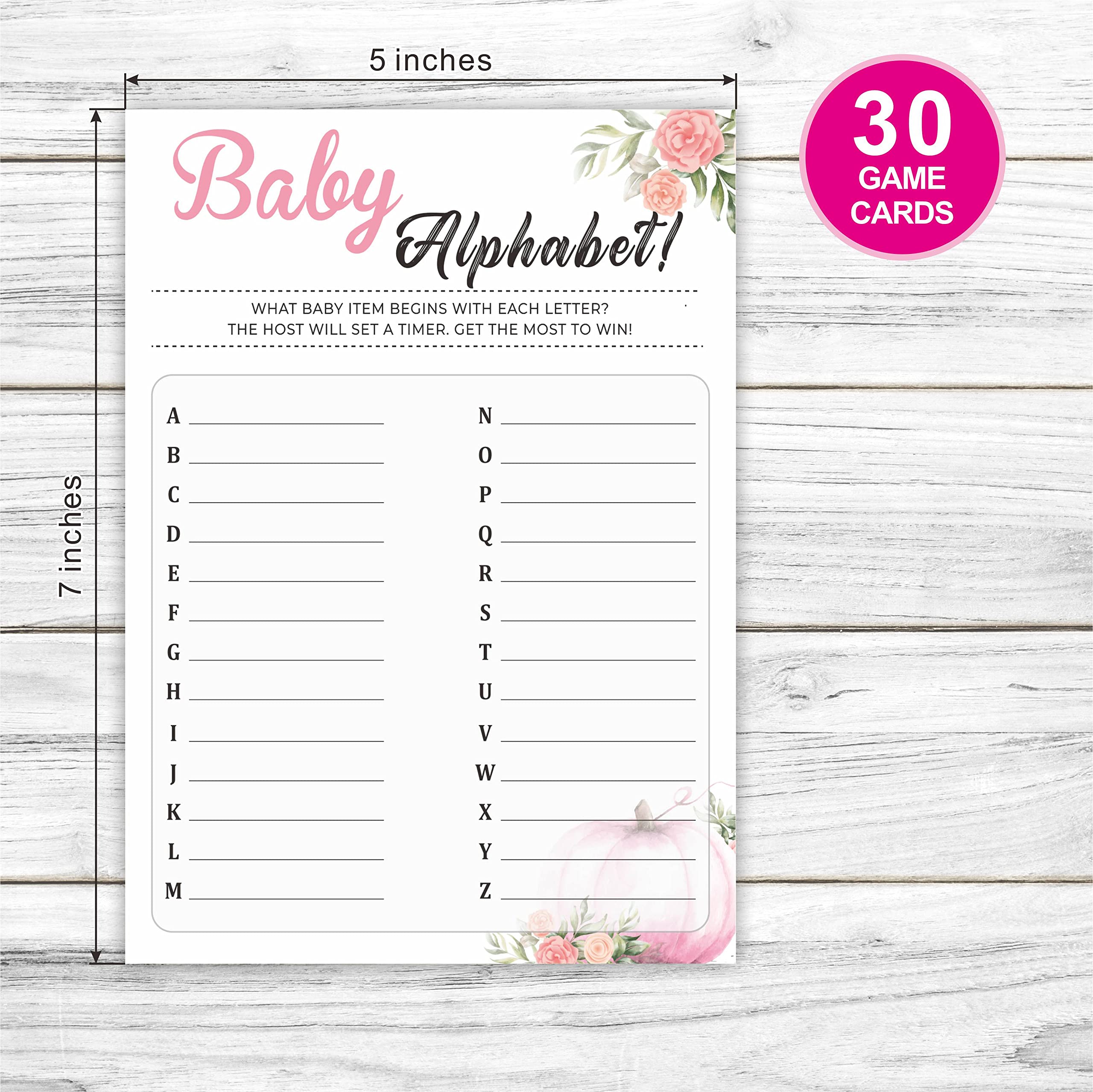 Pumpkin Themed Baby Shower Game Cards, Baby Alphabet double sided - 30 in pack (5 X 7 inches)-（BABYYX-012）