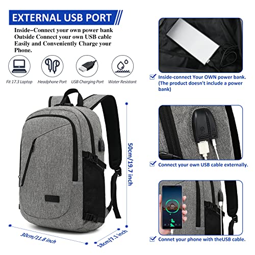 Laptop Backpack for Travel, 17.3 in for Men Women with USB Charging Port & Lock & Camping Utensils Set - Portable & Reusable Metal Travel Flatware