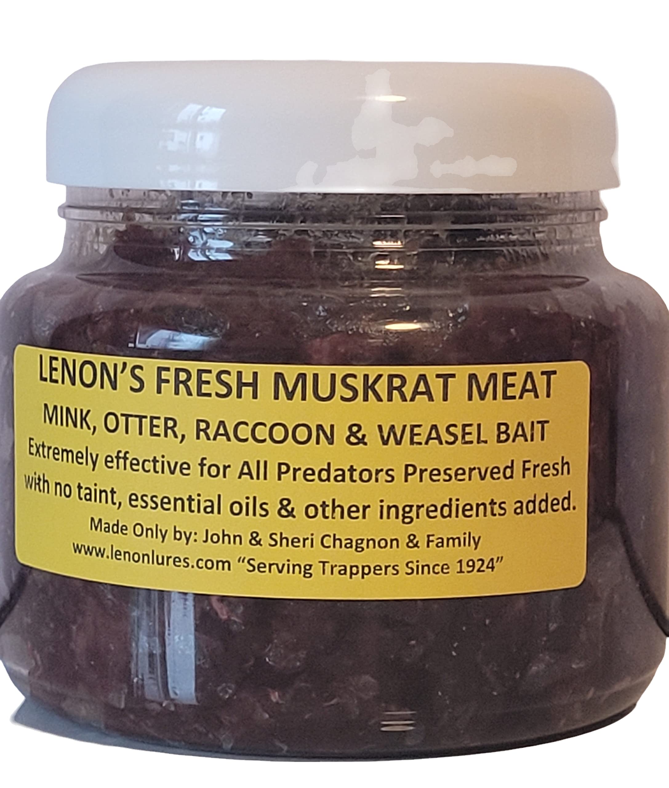 Lenon's Fresh Muskrat Meat Bait for Weasel, Mink, Otter and Raccoon (8 oz Jar)