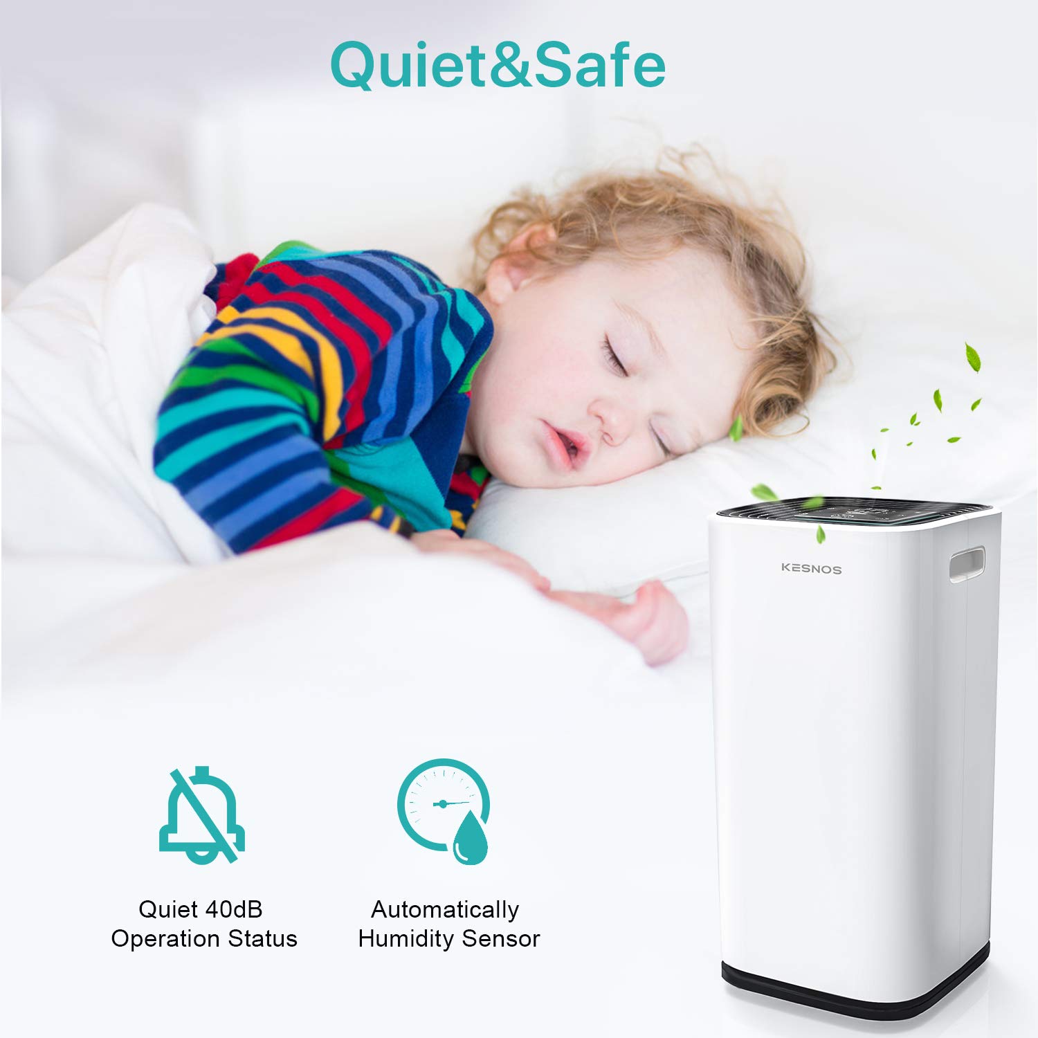 Kesnos 4500 Sq. Ft Dehumidifier for Home and Basements, with Drain Hose, Timer, Child Lock, Update Version