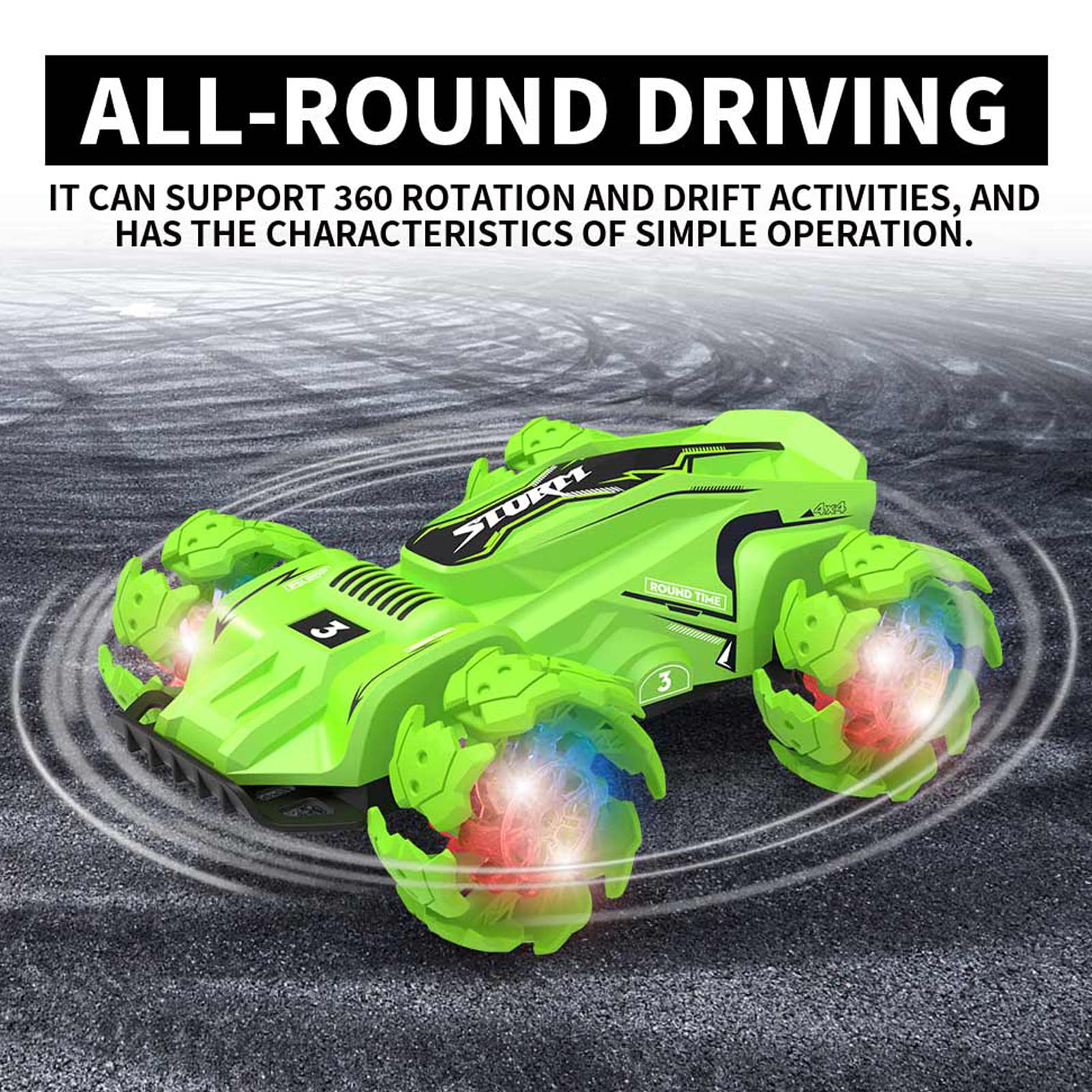 IKAYAA RC Stunt Car,2.4GHz Remote Control Car,RC Car Toy for Kids Boys,360 Degree Rotation with Light