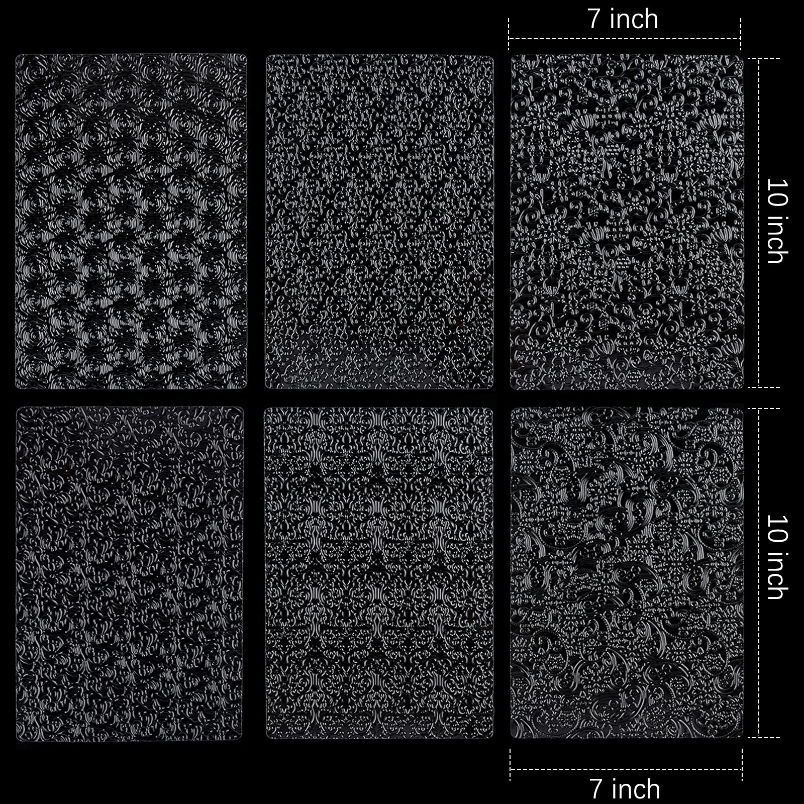 Ocmoiy 6 Pack Fondant Impression Mat, Fondant Mold Set, Embossed Retro Baroque/Paisley/Rose/Diamond/Lace Vine/Floral Vine Pattern Texture Mold for Chocolate Fondant Wedding Cake Decoration