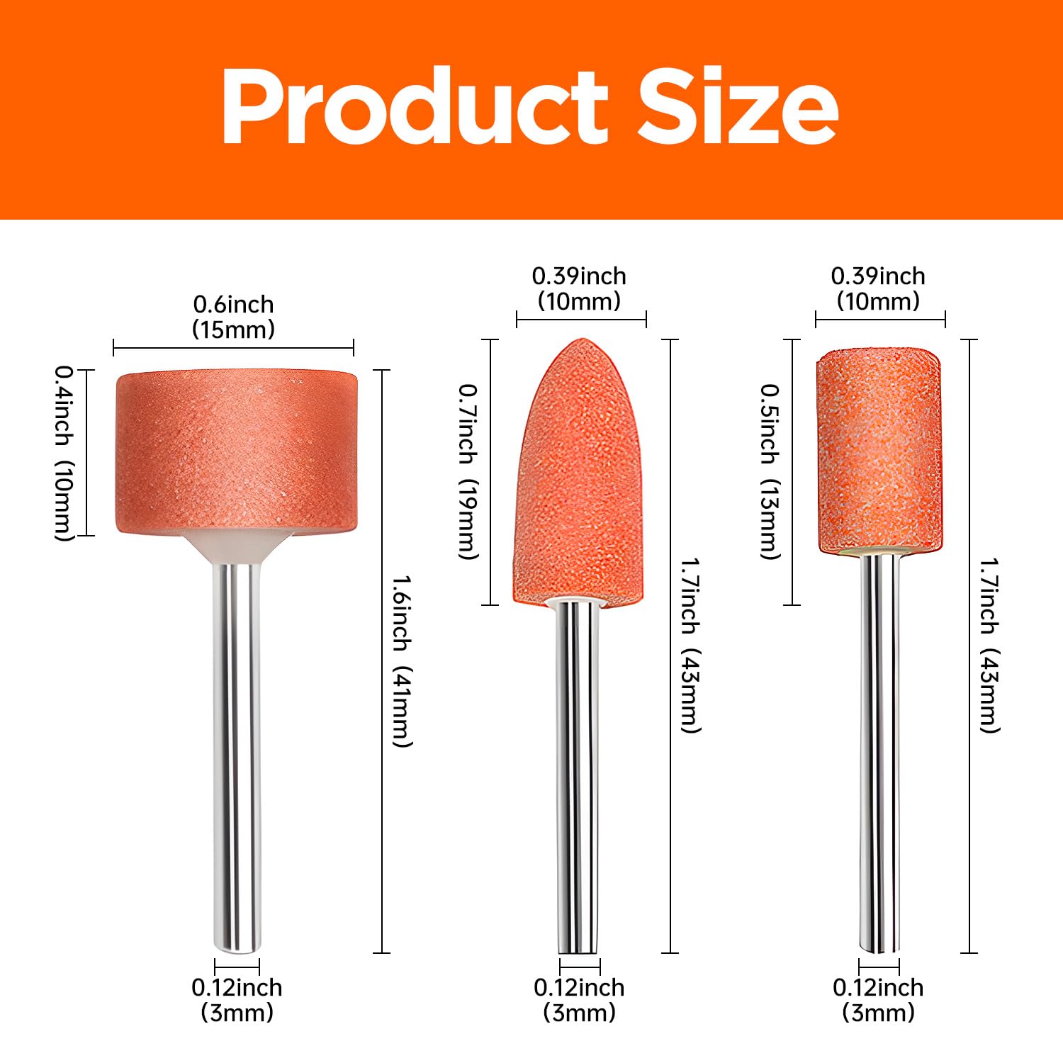 Sanding Bits for Dremel Rotary Tool, Grinding Stones Sanding Drill Bits with 1/8" Shank, Aluminum Oxide Sanding Accessories to Metal Rust Removal/Smoothing/Sharpening, 45Pcs