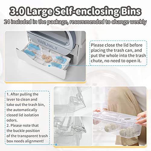VARLNALY 4.0 Pull-Out Non-Electric Automatic Cat Litter Box Replacement Trash Box 24PCS