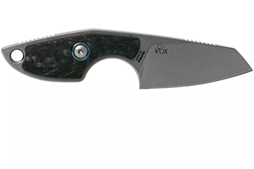 MKM Maniago Knife Makers MIKRO 2 Sheepsfoot Fixed Blade Neck Knife and EDC Tool - M390 Super Steel, Full Tang, Designed by Jesper Voxnaes, Made in Italy (Carbon Fiber)
