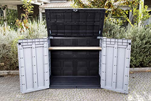 Keter Store-It-Out Ace 4.75 x 2.7 Foot Resin Outdoor Storage Shed with Easy Lift Hinges, Perfect for Trash Cans, Yard Tools, and Pool Toys - Bin Opening Kit Included