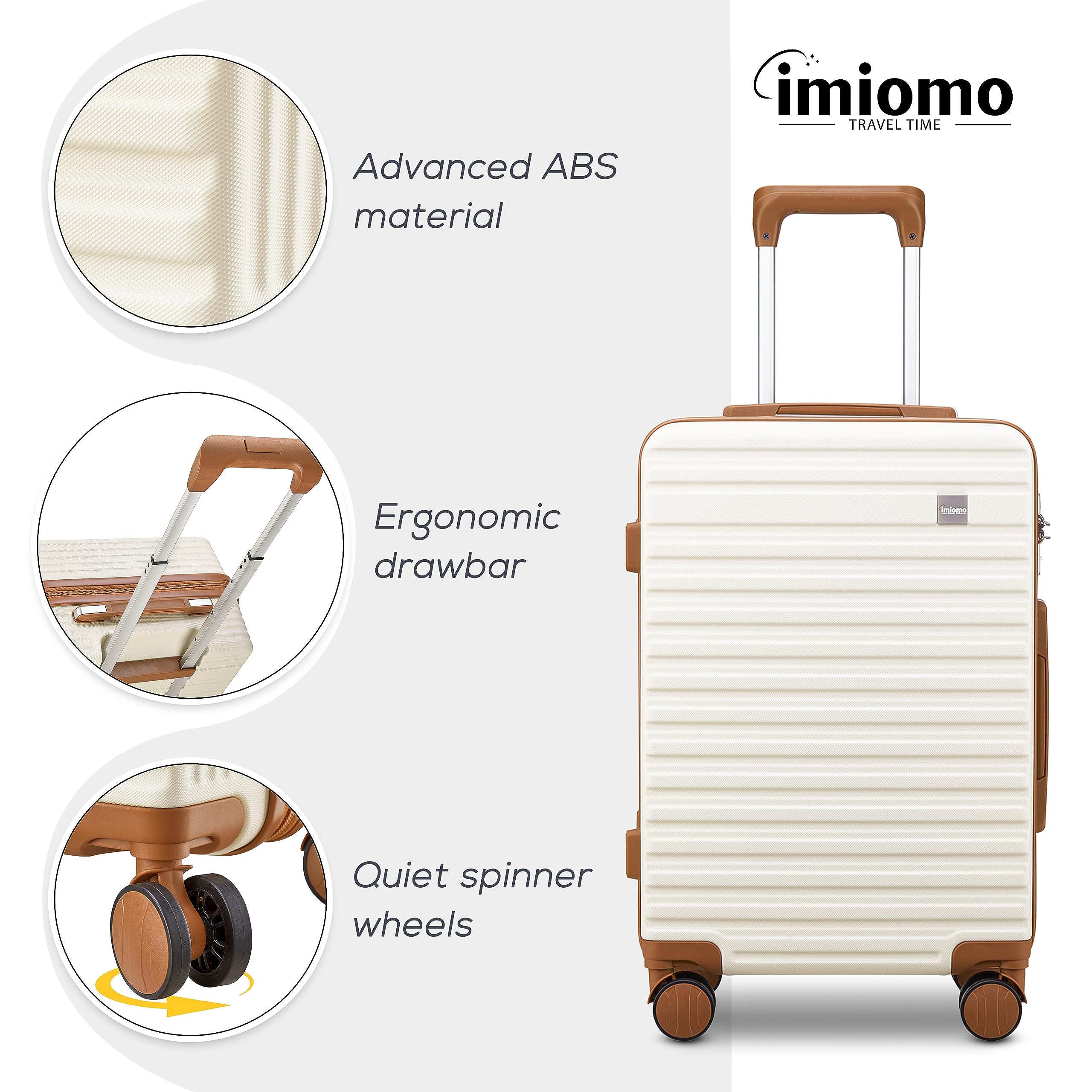 imiono Luggage Sets 3 Piece,Expandable Hardside Suitcase Set with Spinner Wheels,Lightweight Travel Luggage set with TSA Lock(20/24/28,White)