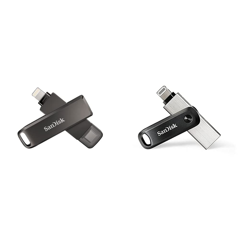 SanDisk 128GB iXpand Flash Drive Luxe for iPhone and SanDisk 128GB iXpand Flash Drive Go for iPhone and iPad