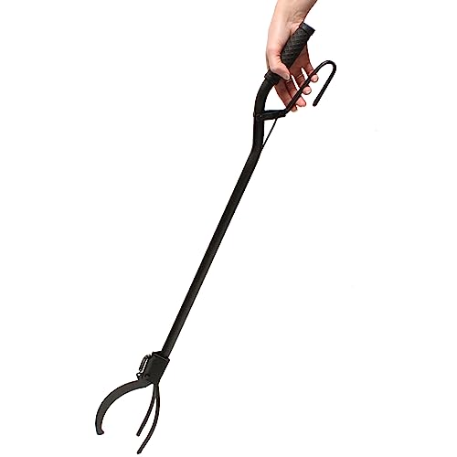 Redneck Convent Heavy-Duty Log Grabber Fire Tongs Poker Tool with Spring Handle and 3 Prong, 36in β Place Wood on Campfire Fireplace