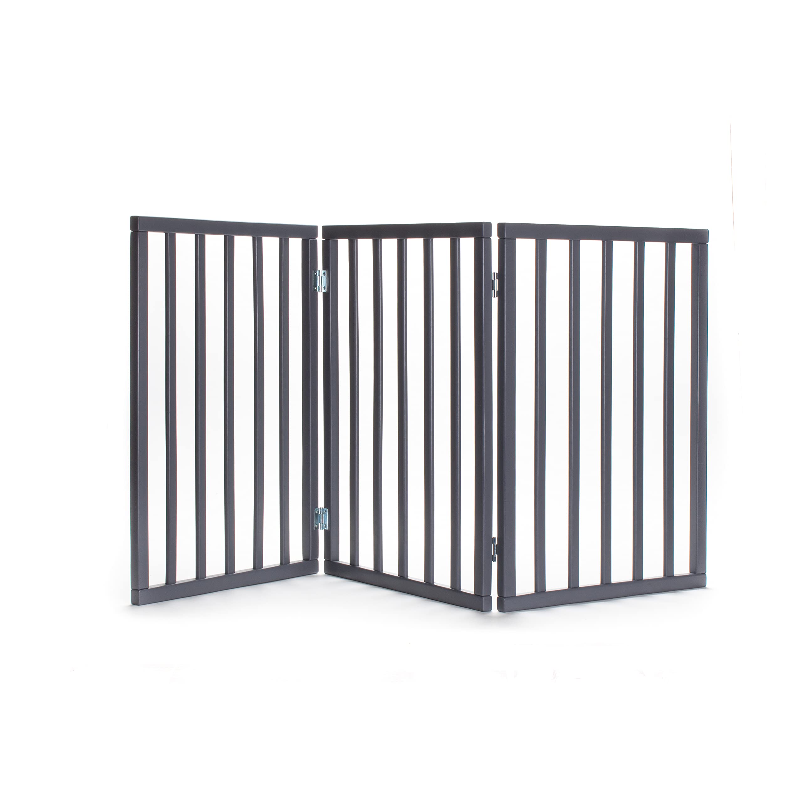Primetime Petz - Best Freestanding, Hard Wood, Folding Pet Gate, Indoor Dog Fence for Home,Gray
