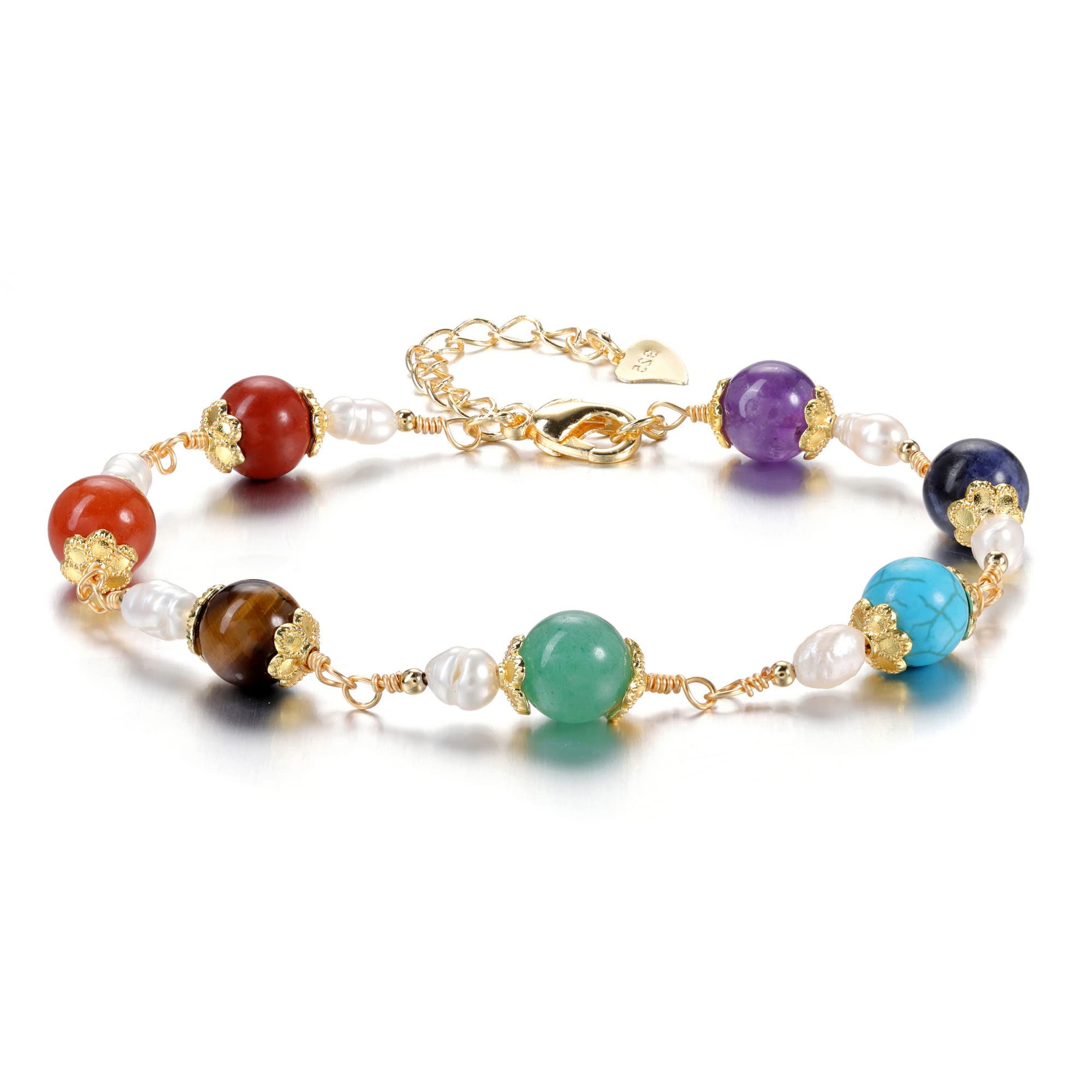 MANIFO 7 Chakra Healing Crystal Stone Bracelet Reiki Gemstones Bead Link Bracelets Jewelry for Women