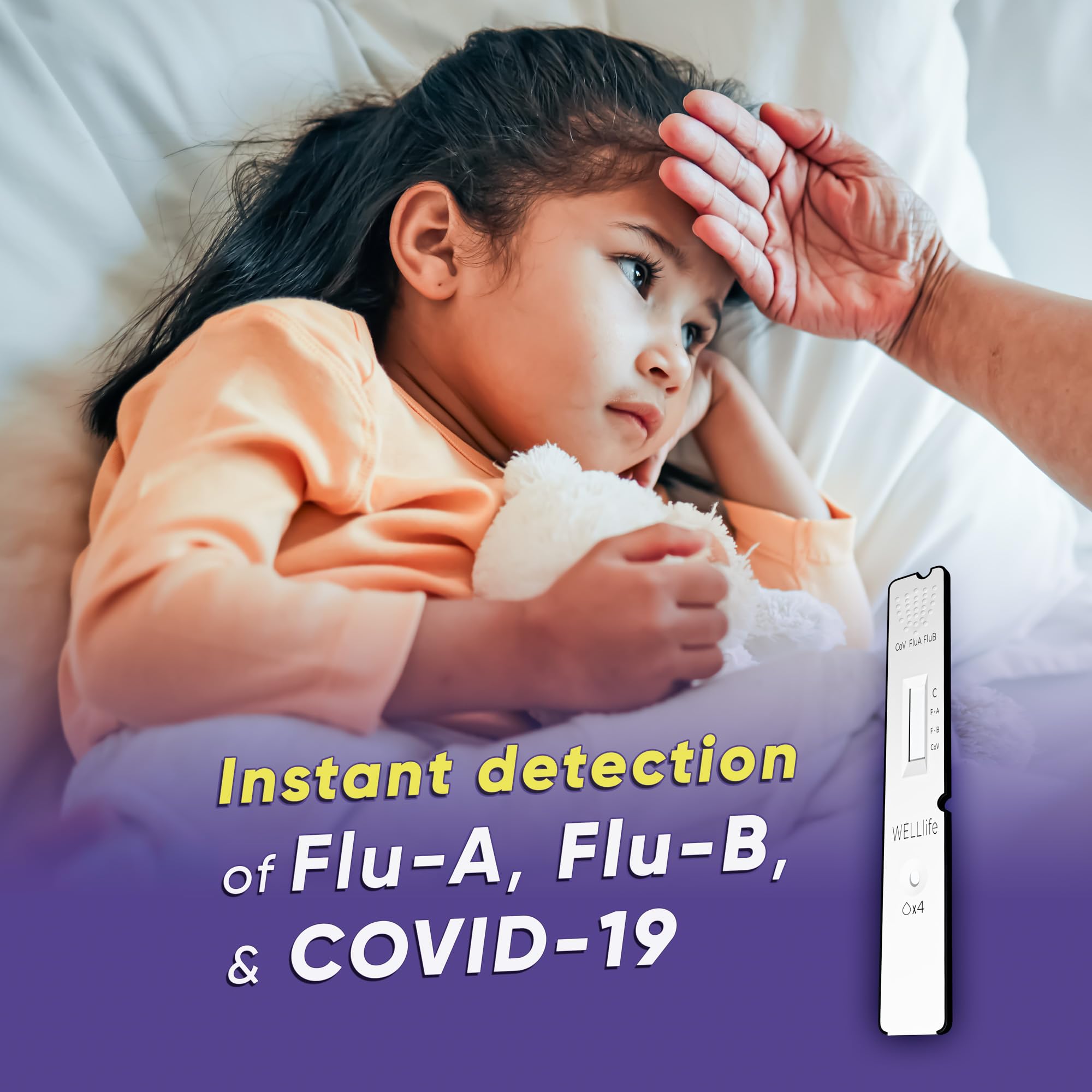 WELLlife COVID-19 & Flu A/B Home Test Kit, Easy-to-Use OTC Covid & Flu Test, Fast 10-Min Results with Non-Invasive Nasal Swab, 2 Tests, FDA EUA Authorized for Fast, Accurate Home Use