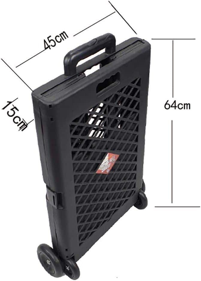 RAZZUM Large Hand Trucks,Plastic Folding Supermarket Shopping Cart Portable Trolley Car Luggage Push Storage Box Storage Box Trolleys/Orange
