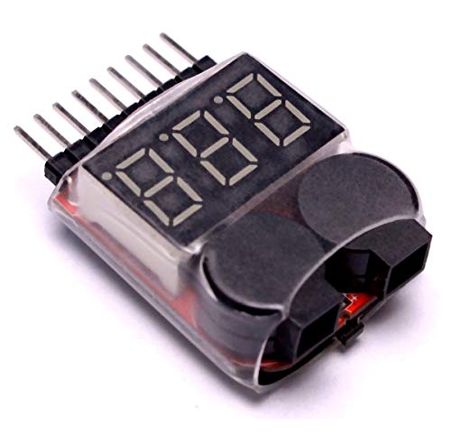 Readytosky Lipo Battery Checker RC Battery Low Voltage Buzzer Alarm Voltage Tester Monitor for 1-8S Lipo Life LiMn Li-ion Battery(4PCS)