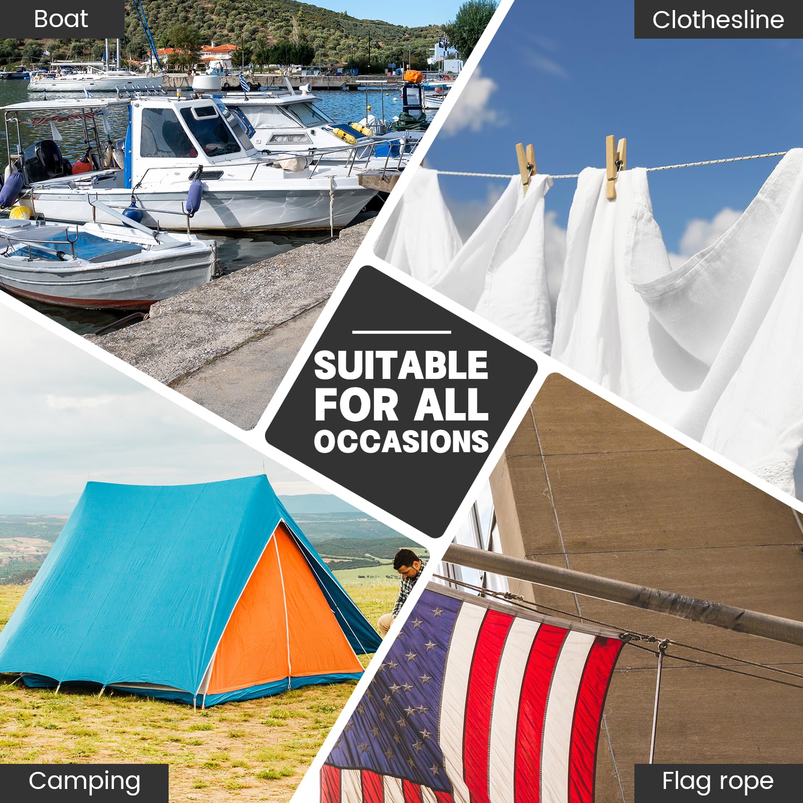 SDLTHR 100ft Plastic Coated Clothesline-Synthetic Fiber Core-Clothes Rope Camping Utility Good for Tie