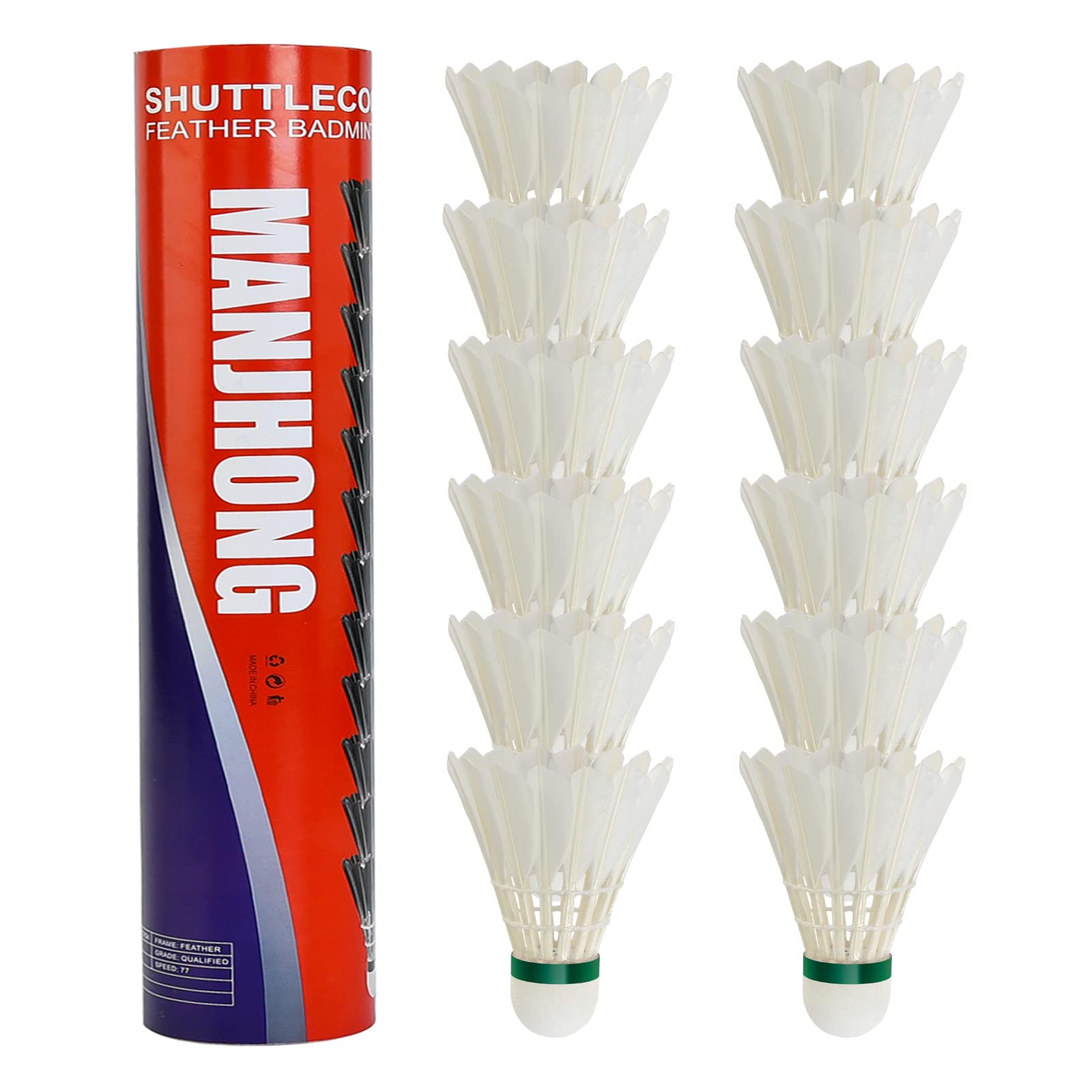 MANJHONG Badminton Birdies Goose Feather Shuttlecocks with Great Durability for Recreational Game
