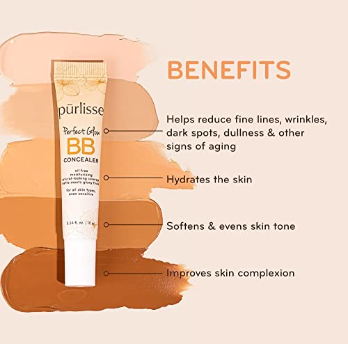 pūrlisse BB Concealer - BB Cream for All Skin Types - Oil-Free Moisturizing, Smooths Blemishes - .34 Ounce (Light)