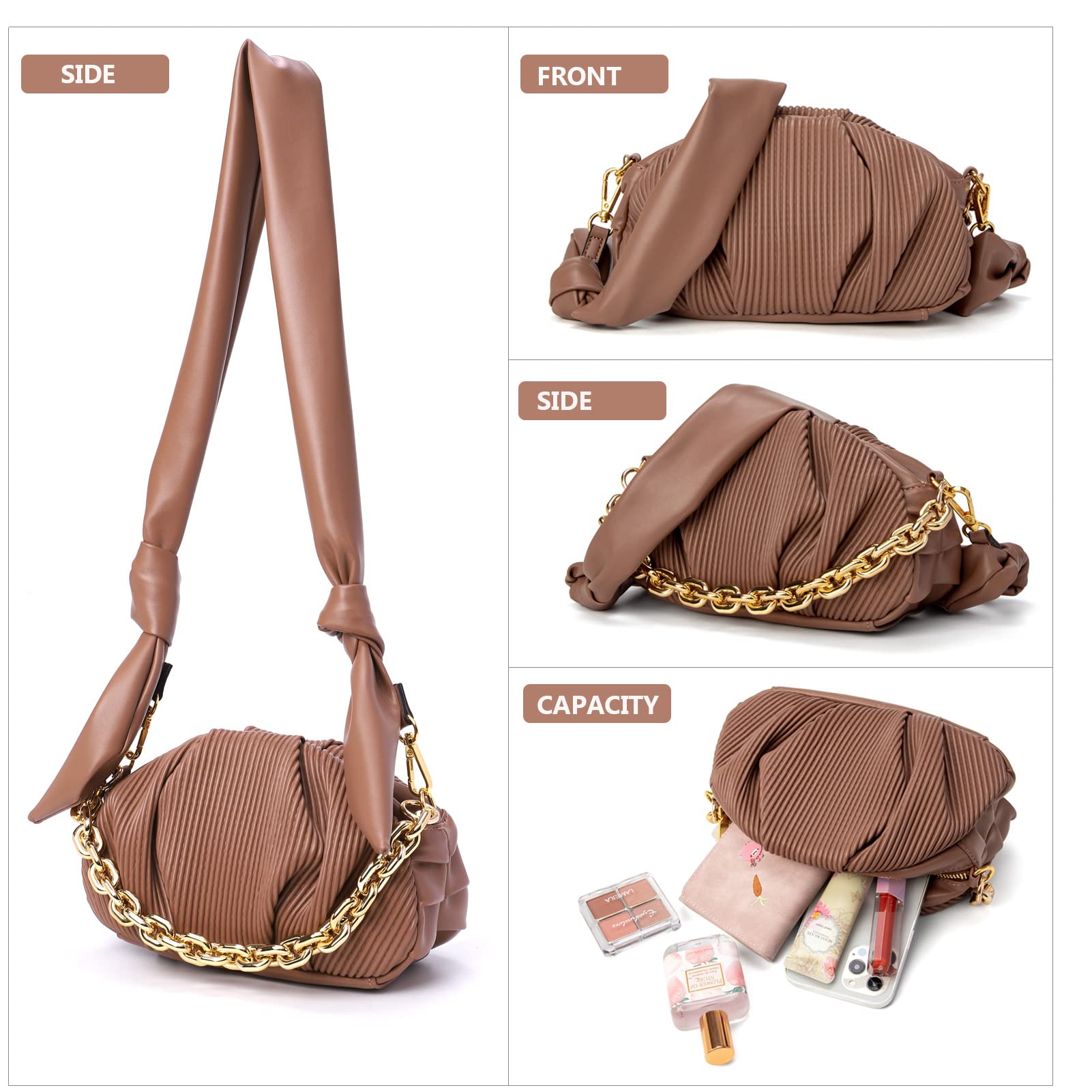 KingTo Crossbody Clutch Handbag Purse for Women Designer Dumpling Shoulder Bag Soft Cloud Pouch Bag Tote Bag