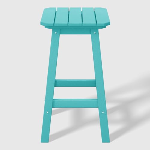 WestinTrends Malibu 24" HDPE Outdoor Patio Counter High Backless Square Bar Stools Set of 3, Turquoise