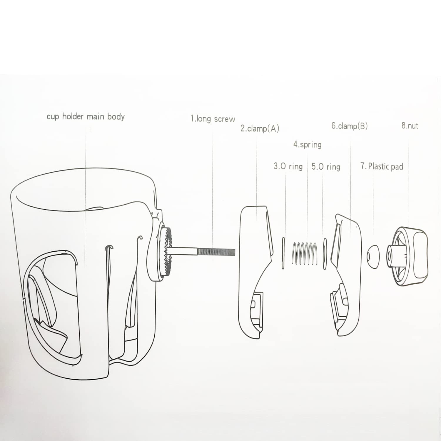 Stroller Cup Holder, 360 Degrees Rotation Bike Cup Holder, Stroller Cup Holder, Large Caliber Designed Cup Holder for Walker, Bike, Wheelchair, Walker, Scooter. (Black)
