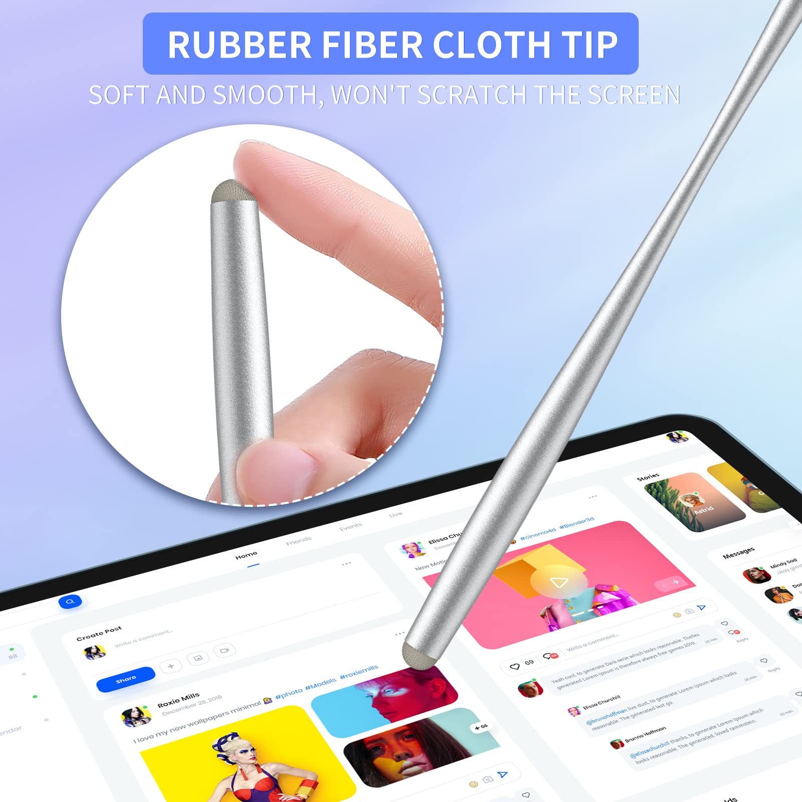 Stylus Pens for Touch Screens(2 Pcs), Capacitive 2 in 1 High Sensitivity & Precision Stylus Pen for iPad, Universal Tip Stylus Compatible with iPhone (Black/Silver/Purple/Rose Red/Blue/Green)