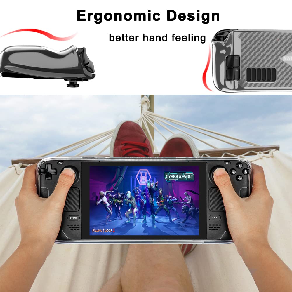 OwlTree Upgraded Clear Protective Case for Steam Deck OLED, Soft TPU Cover Protector Case with Full Protection, Shock-Absorption, Anti-Slip & Scratch Design, Accessories for Steam Deck