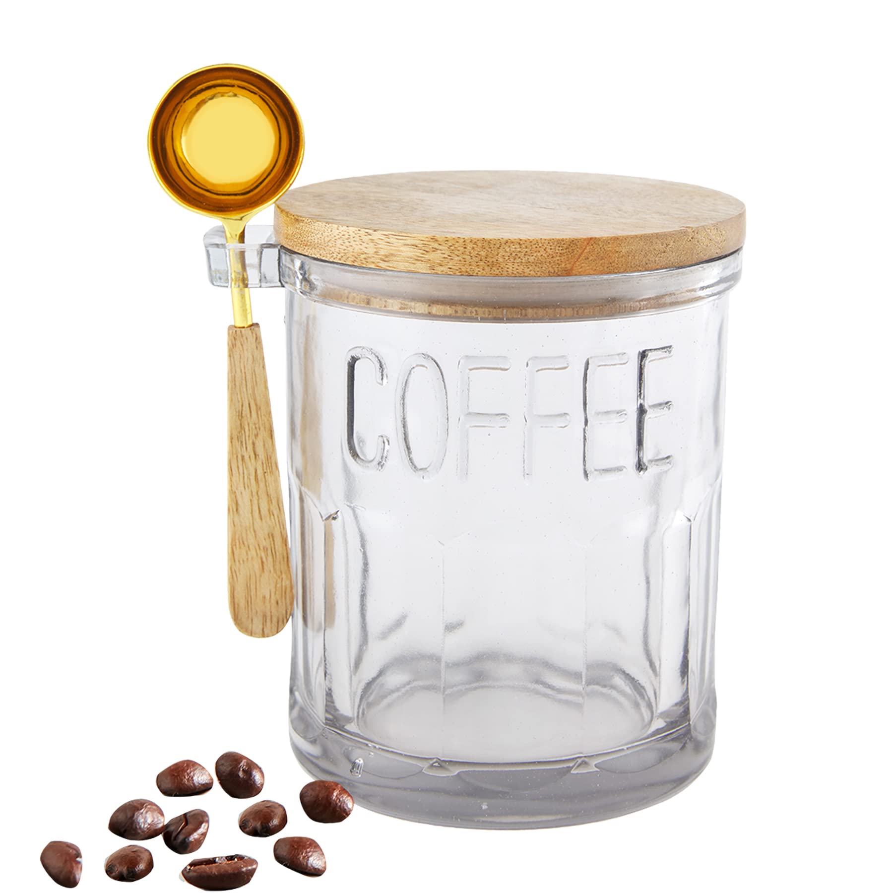 Mud Pie Glass Coffee Canister, Clear, 5.5" x 4.5"