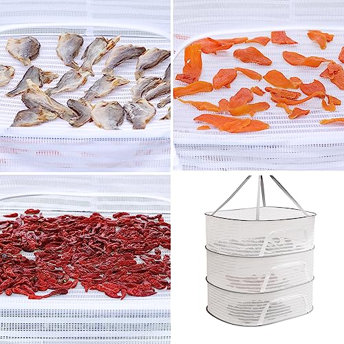 QmjdDymx Herb Drying Rack 3 Layer Hanging Herb Drying Bags Net Collapsible Mesh Sock Drying Rack with Zipper Opening Household Hanging Shelves(White,40x60cm)