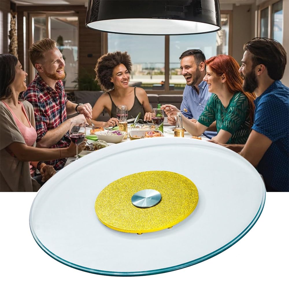 MAGILL Lazy Susan Turntable, Round Tempered Glass Rotating Tray for Dining Table Swivel Serving Plate,Large Swivel Tray with Silent Base,Smooth & Silent (Color : A, Size : 80cm/32in)