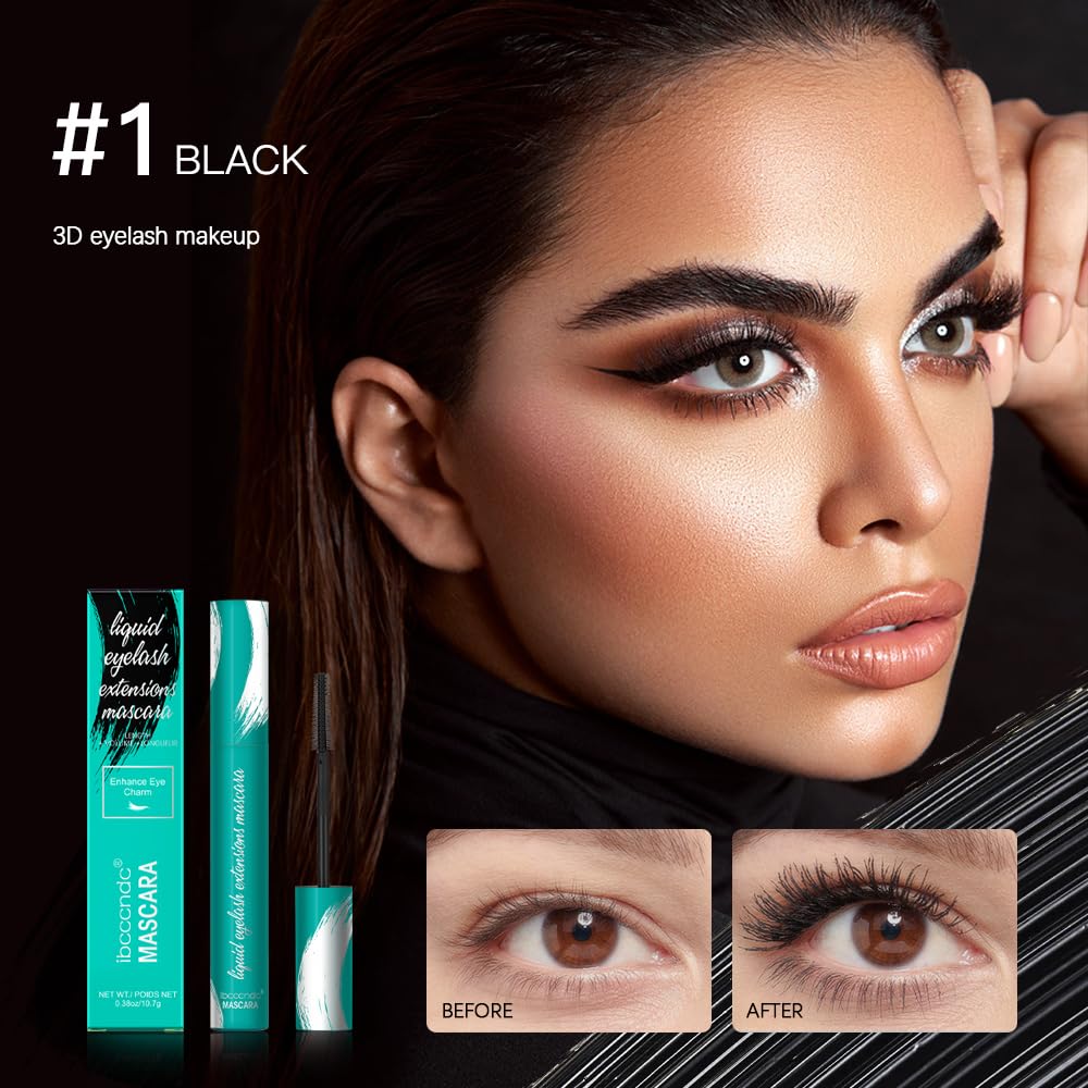 Lash Extensions Mascara - Volumizing and Lengthening Lash 5x Longer for Stunning Eyes - No Clumping, Long-Lasting, Smudge-Proof Formula (Rich Black)