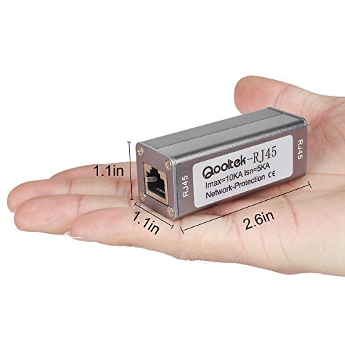 Qooltek ST-NET Ethernet Surge Protector for 10/100/1000 Base-T PoE+ Gigabit Modem Thunder & Lighting Protection ST-RJ45