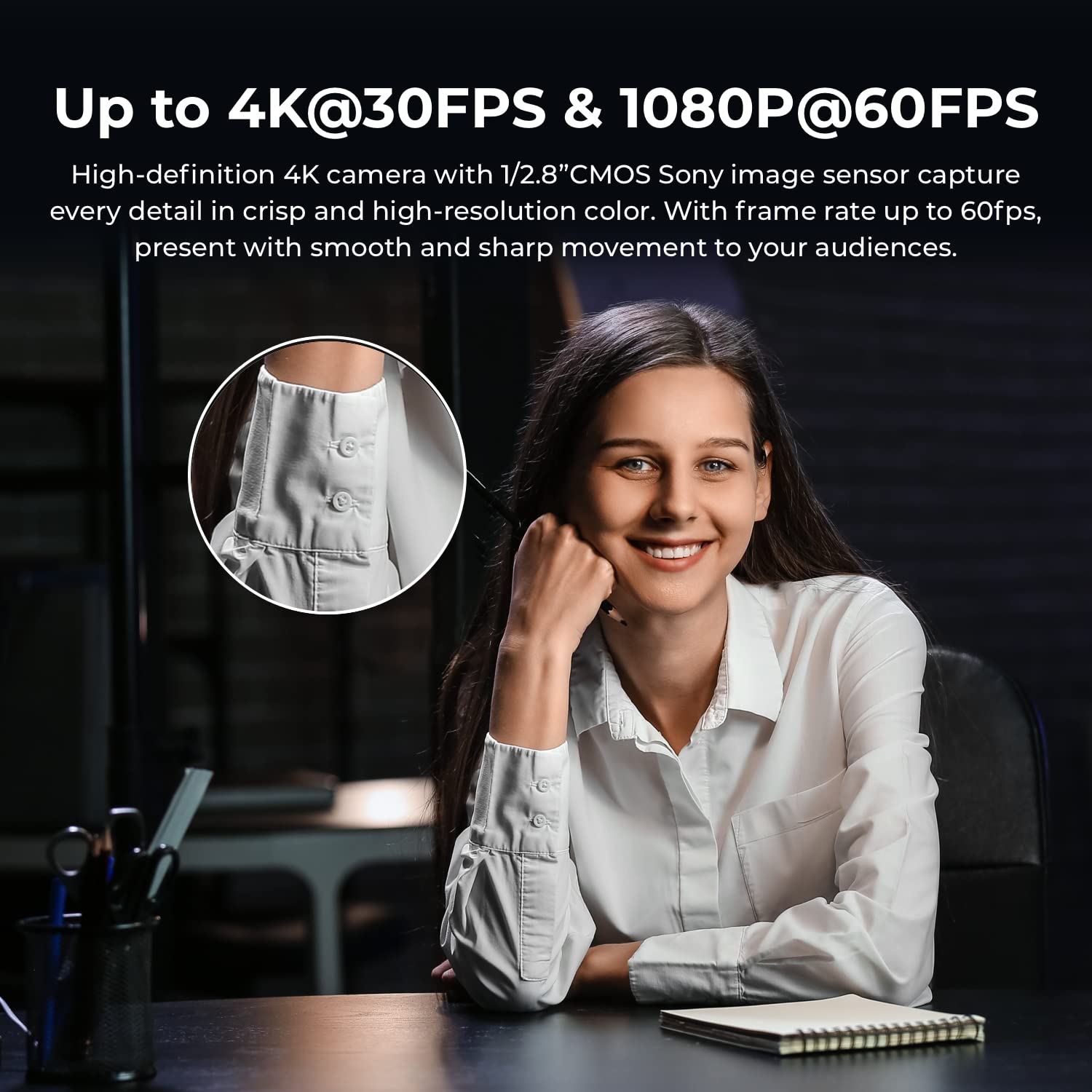 OBSBOT Meet AI-Powered 4K Webcam, AI Framing & Autofocus, Webcam with Microphone, Background Bokeh, 60 FPS, HDR Low-Light Correction, Beauty Mode, Webcam for PC, Streaming, Conference, Gaming, etc.