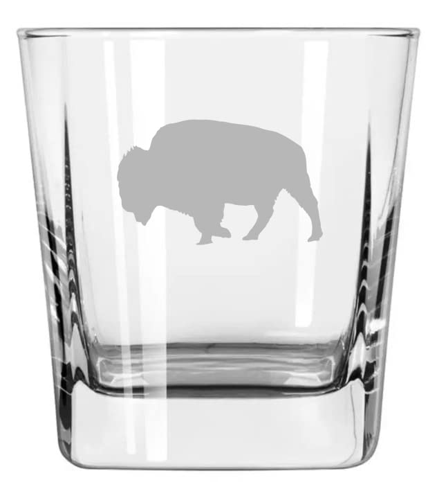 MIP Brand 12 oz Square Base Rocks Whiskey Double Old Fashioned Glass Buffalo