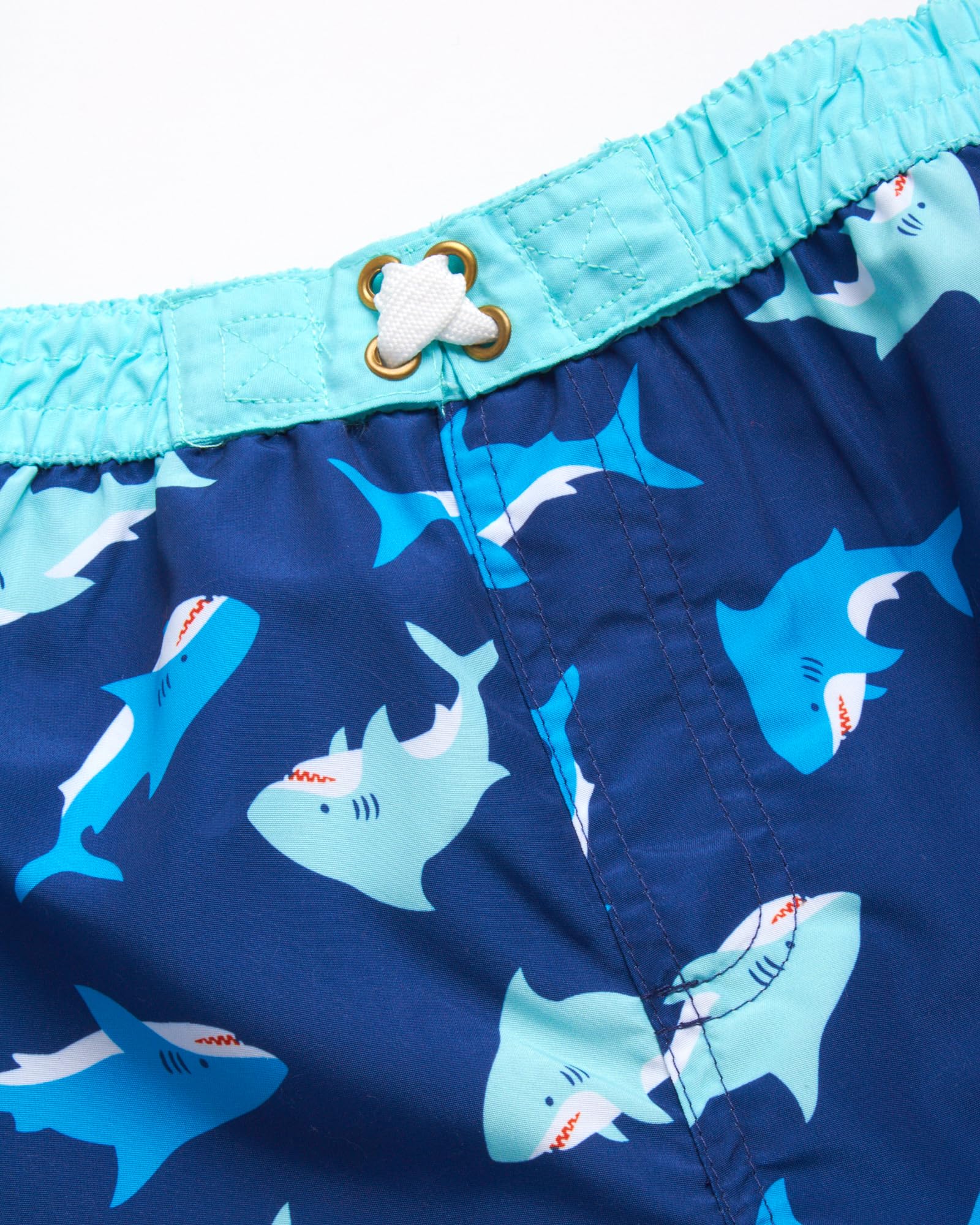 Quad Seven Baby Boys' Rash Guard Set - 2 Piece Bathing Suit Trunks and Rash Guard Swim Shirt (2T-7), Size 2T, Navy Shark/Fishies